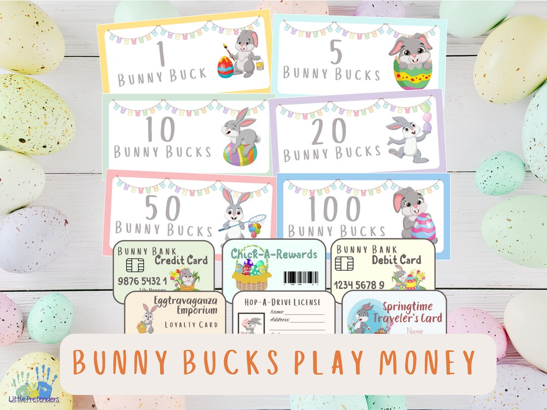 Easter Bunny Buck Printable Play Money - Pretend Money for Kids Easter ...