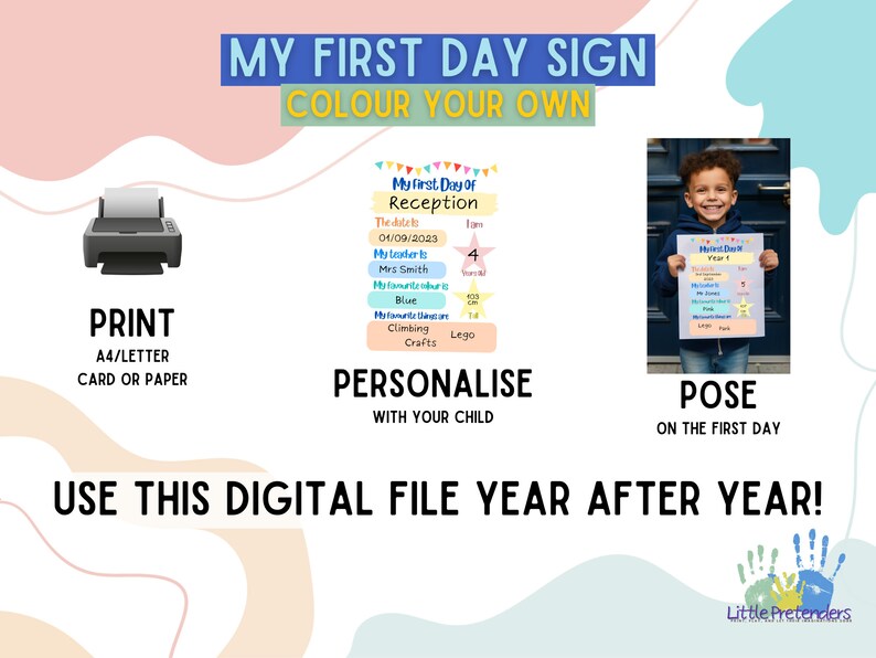 Printable My First Day Colouring Sign Poster Colour Your Own - Etsy