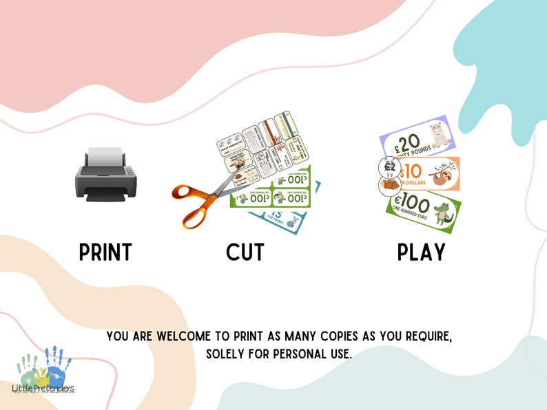 Printable Play Money Animal Currency Dollars Pounds Euros - Etsy