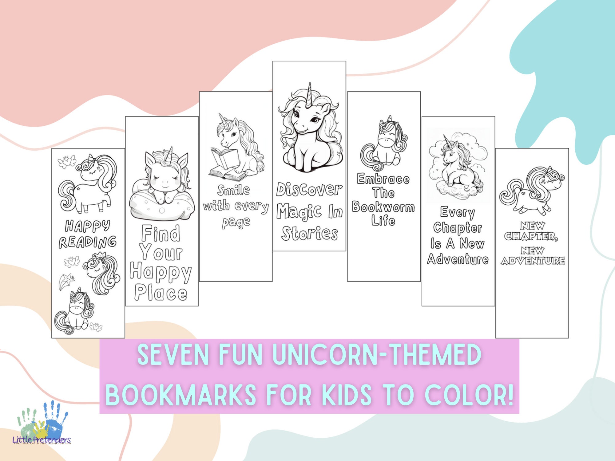 Printable Bookmark Colouring for Kids Unicorn Crafts - Etsy