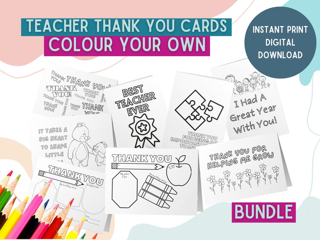 PRINTABLE Teacher Thank You Cards Colouring Pages Printable Cards ...
