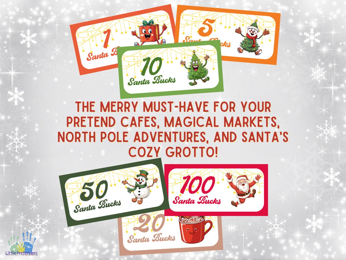 Printable Christmas Play Money: Santa Bucks - North Pole Money ...