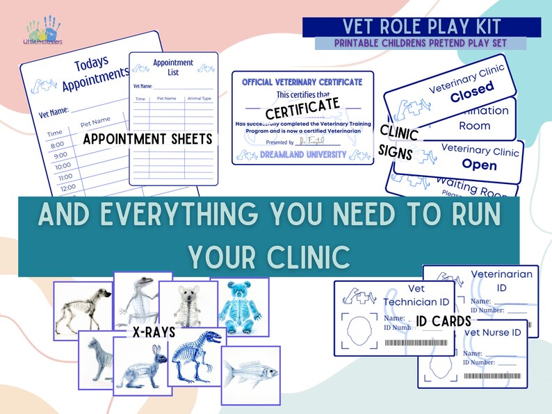 Vet Dramatic Play Printable Kids Animal Hospital Role Play - Etsy