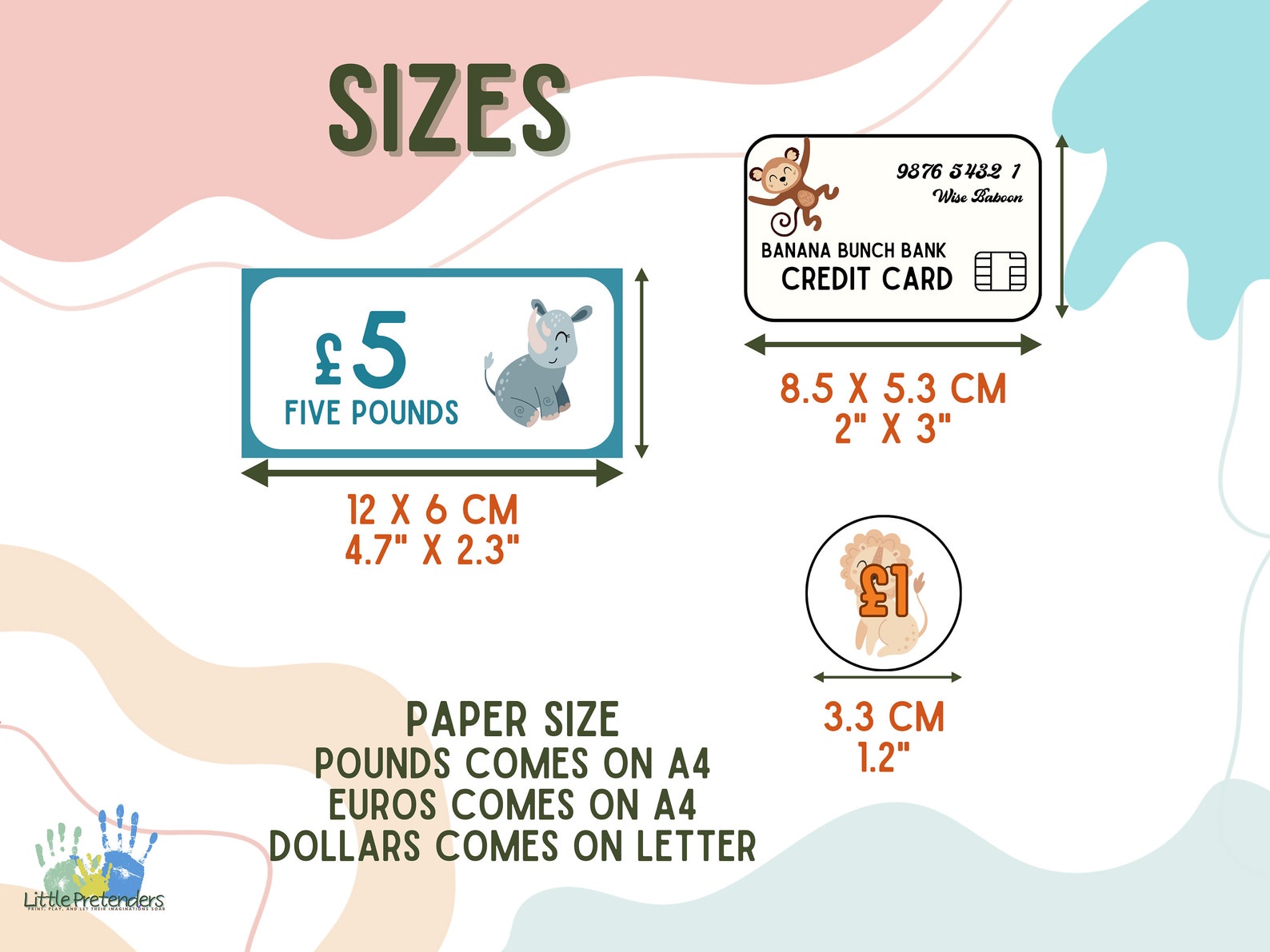 Printable Play Money Animal Currency Dollars Pounds Euros - Etsy