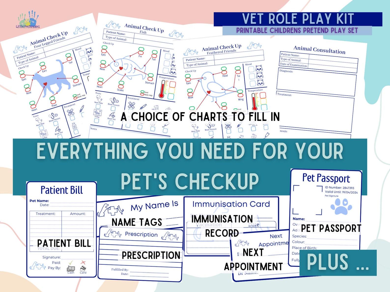 Vet Dramatic Play Printable Kids Animal Hospital Role Play - Etsy