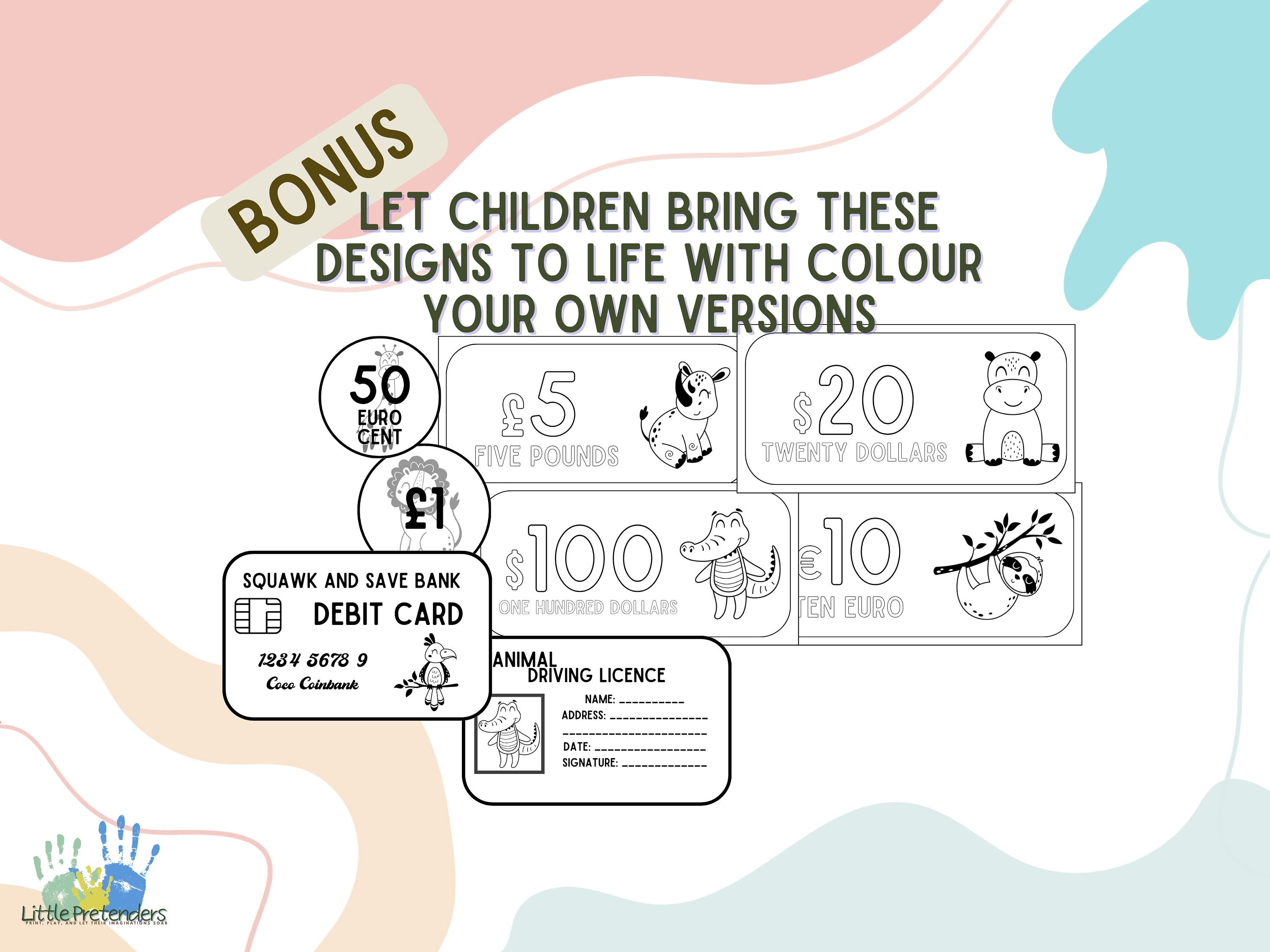 Printable Play Money Animal Currency Dollars Pounds Euros - Etsy