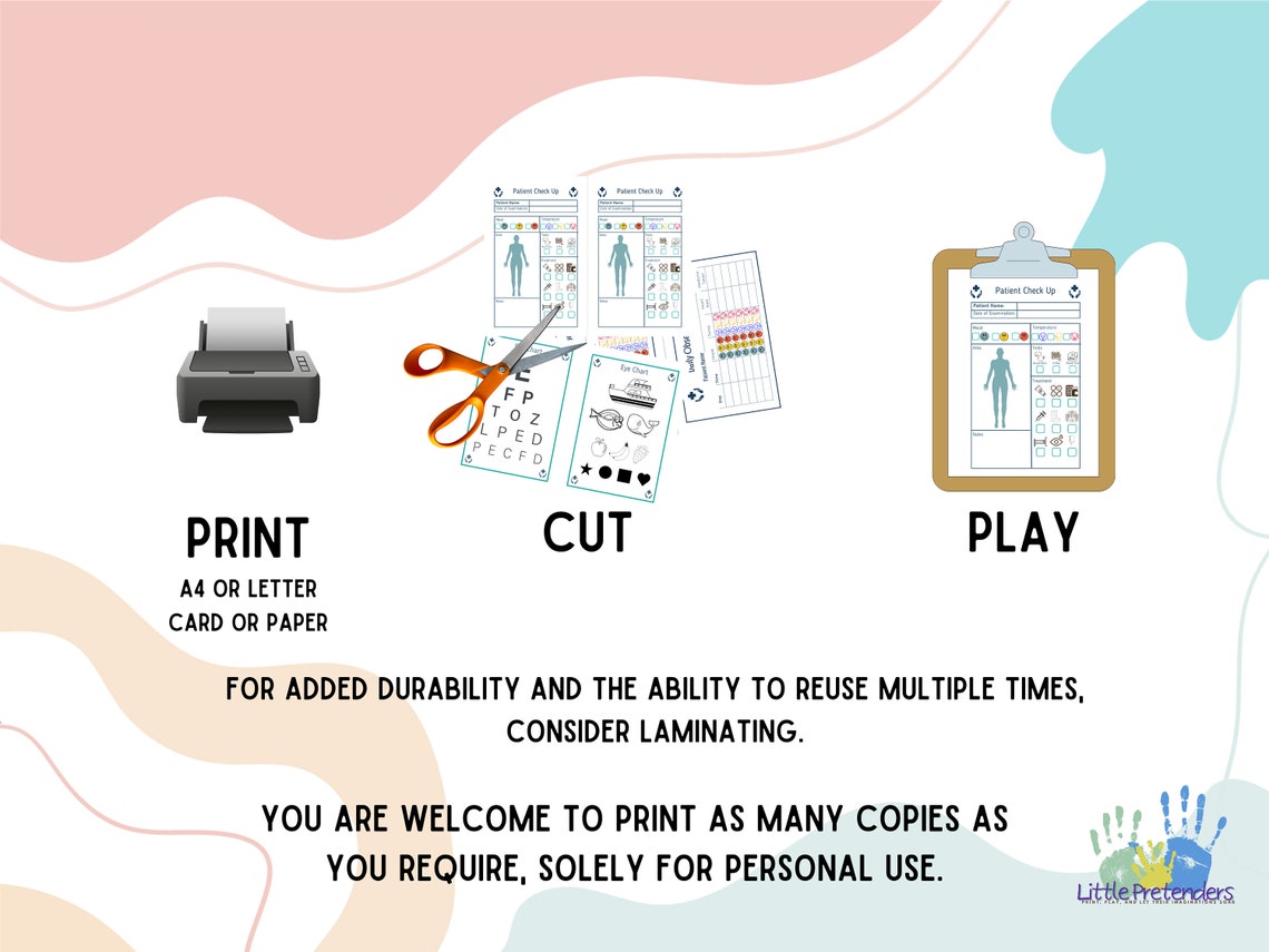 Hospital Dramatic Play Set - Role Play Printable, Kids Pretend Play ...