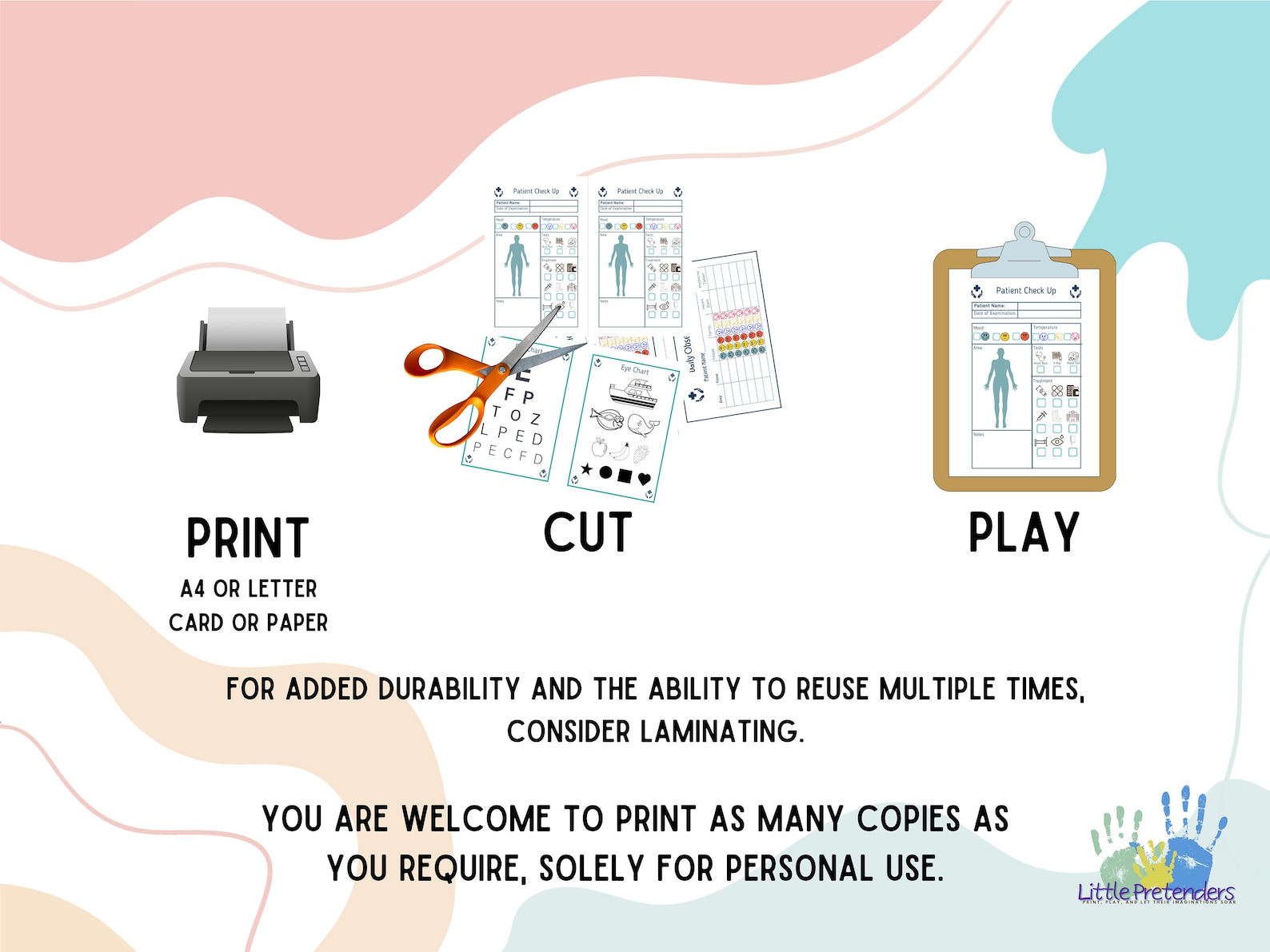 Hospital Dramatic Play Set - Role Play Printable, Kids Pretend Play ...