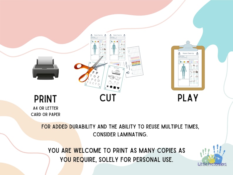 Hospital Dramatic Play Set - Role Play Printable, Kids Pretend Play ...