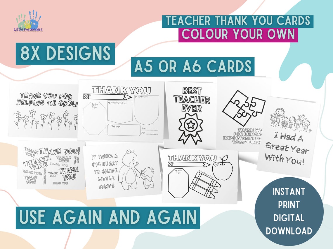 PRINTABLE Teacher Thank You Cards Colouring Pages Printable Cards ...