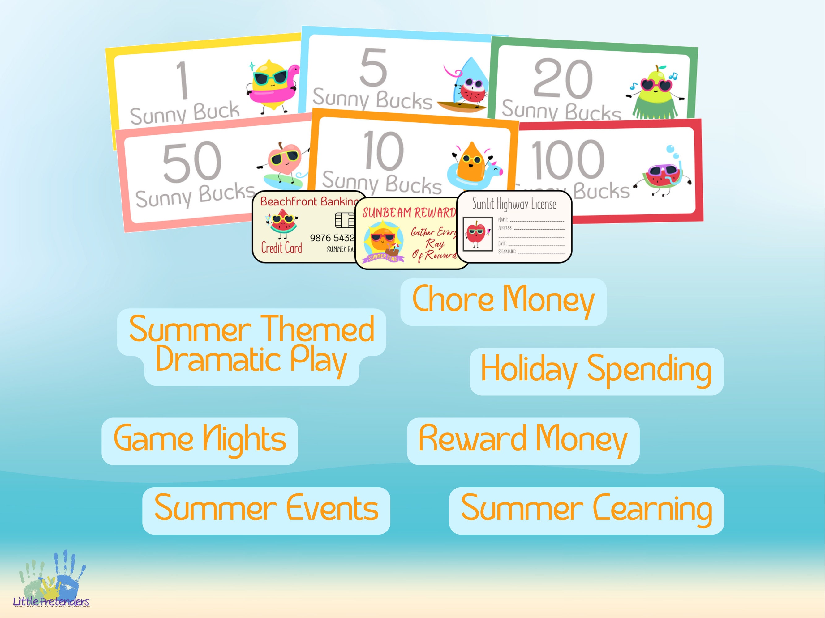 Summer Buck - Printable Play Money for Rewards, Chores, Dramatic Play ...