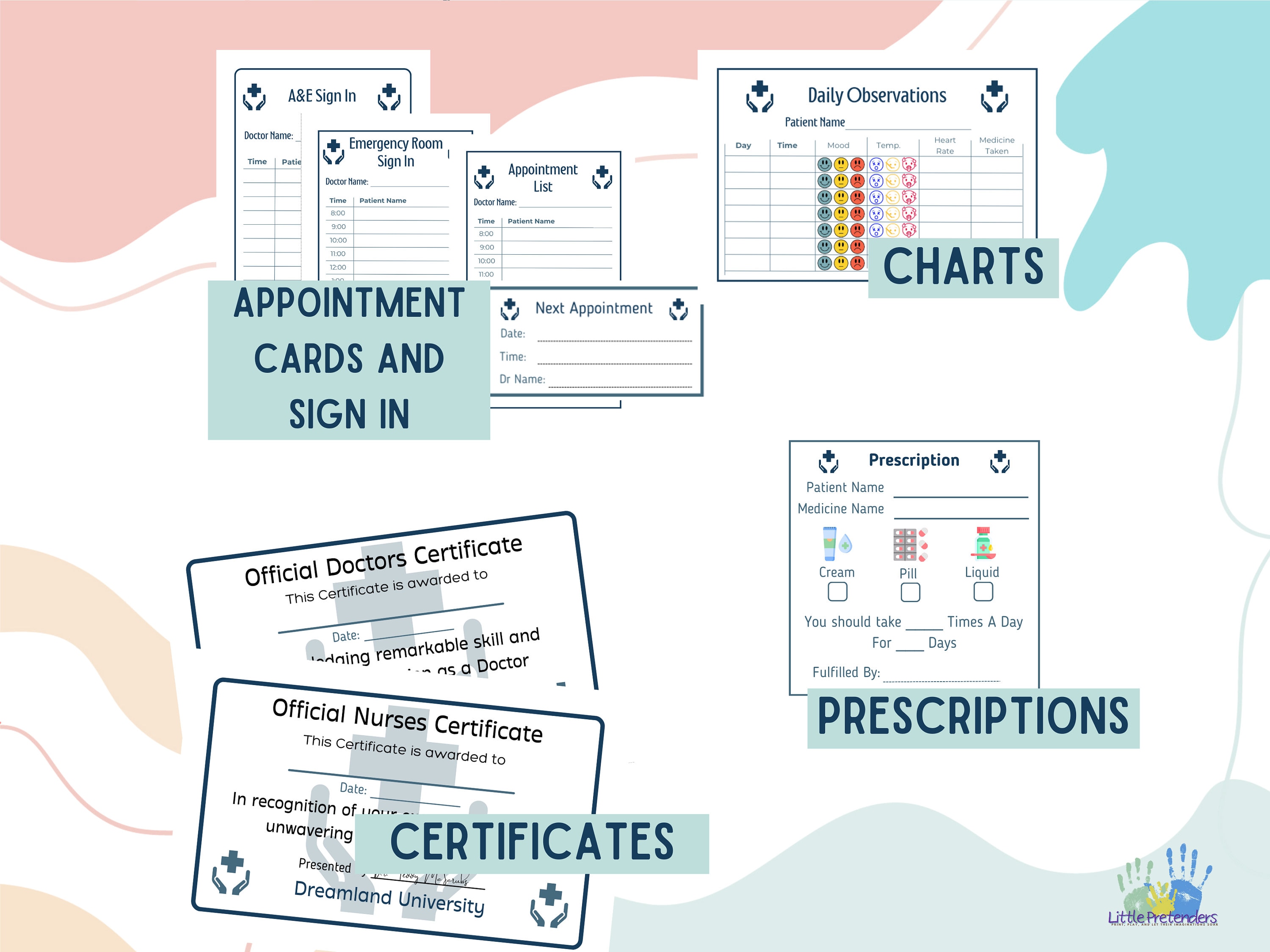 Hospital Dramatic Play Set - Role Play Printable, Kids Pretend Play ...