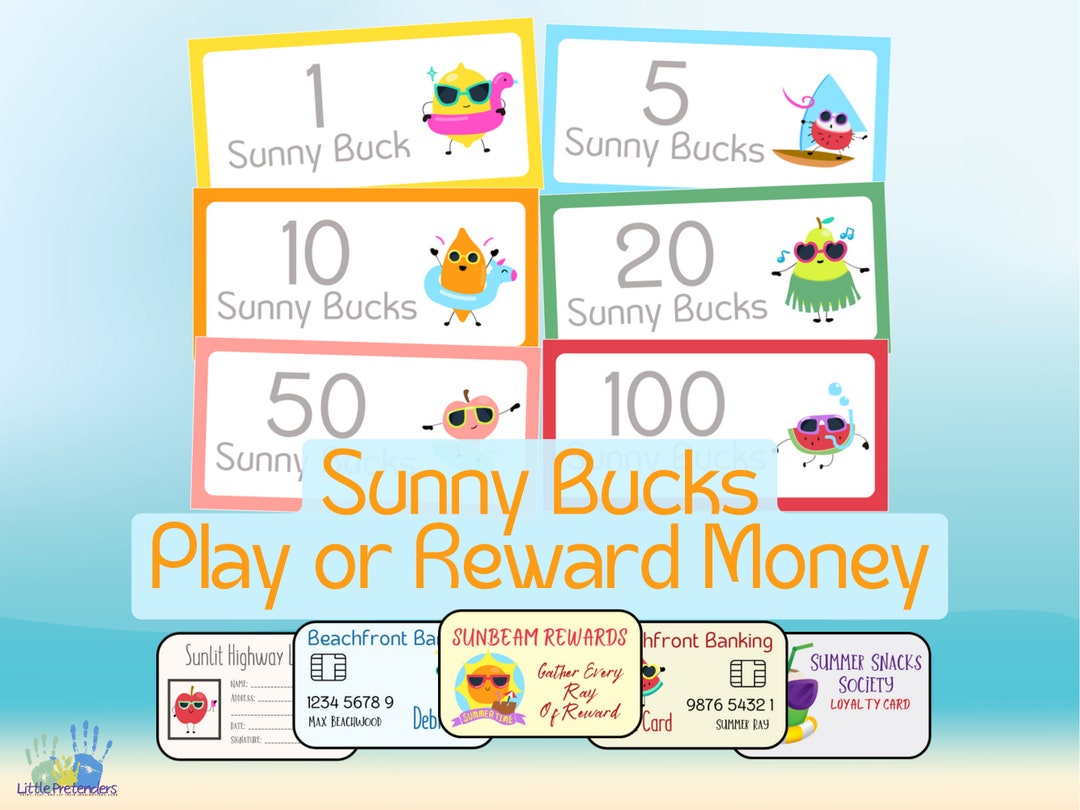 Summer Buck - Printable Play Money for Rewards, Chores, Dramatic Play ...