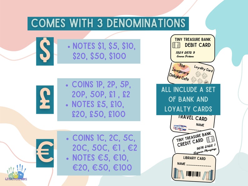 Printable Play Money Currency - Dollars, Pounds, Euros - Dramatic ...