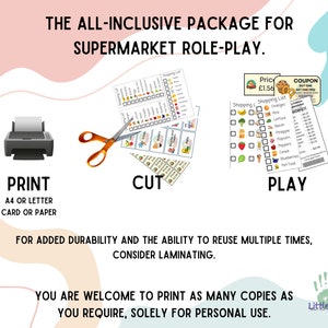 Kids Dramatic Play Grocery Supermarket Set - Printable Role Playing ...