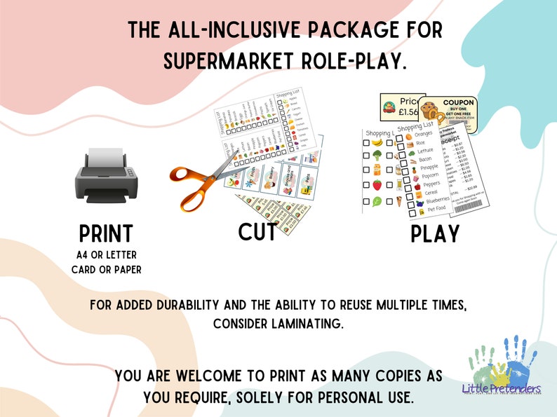 Kids Dramatic Play Grocery Supermarket Set - Printable Role Playing ...