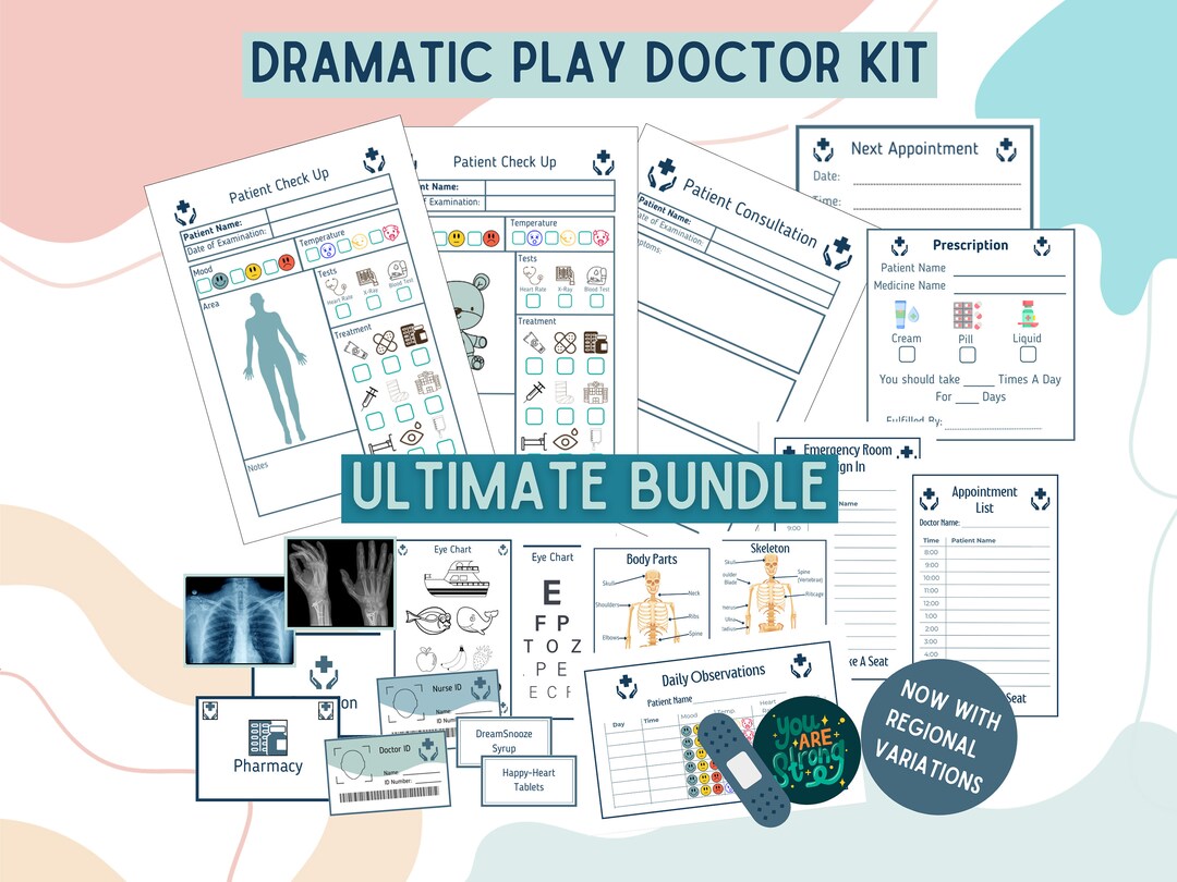 Hospital Dramatic Play Set Role Play Printable, Kids Pretend Play ...