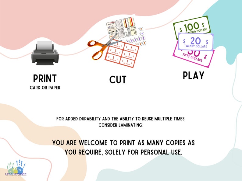 Printable Play Money Currency Dollars, Pounds, Euros Dramatic Pretend ...