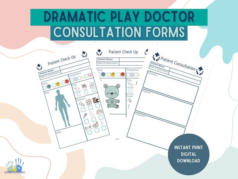 Doctors Consultation Forms for Dramatic Play Role Play Printable Props ...