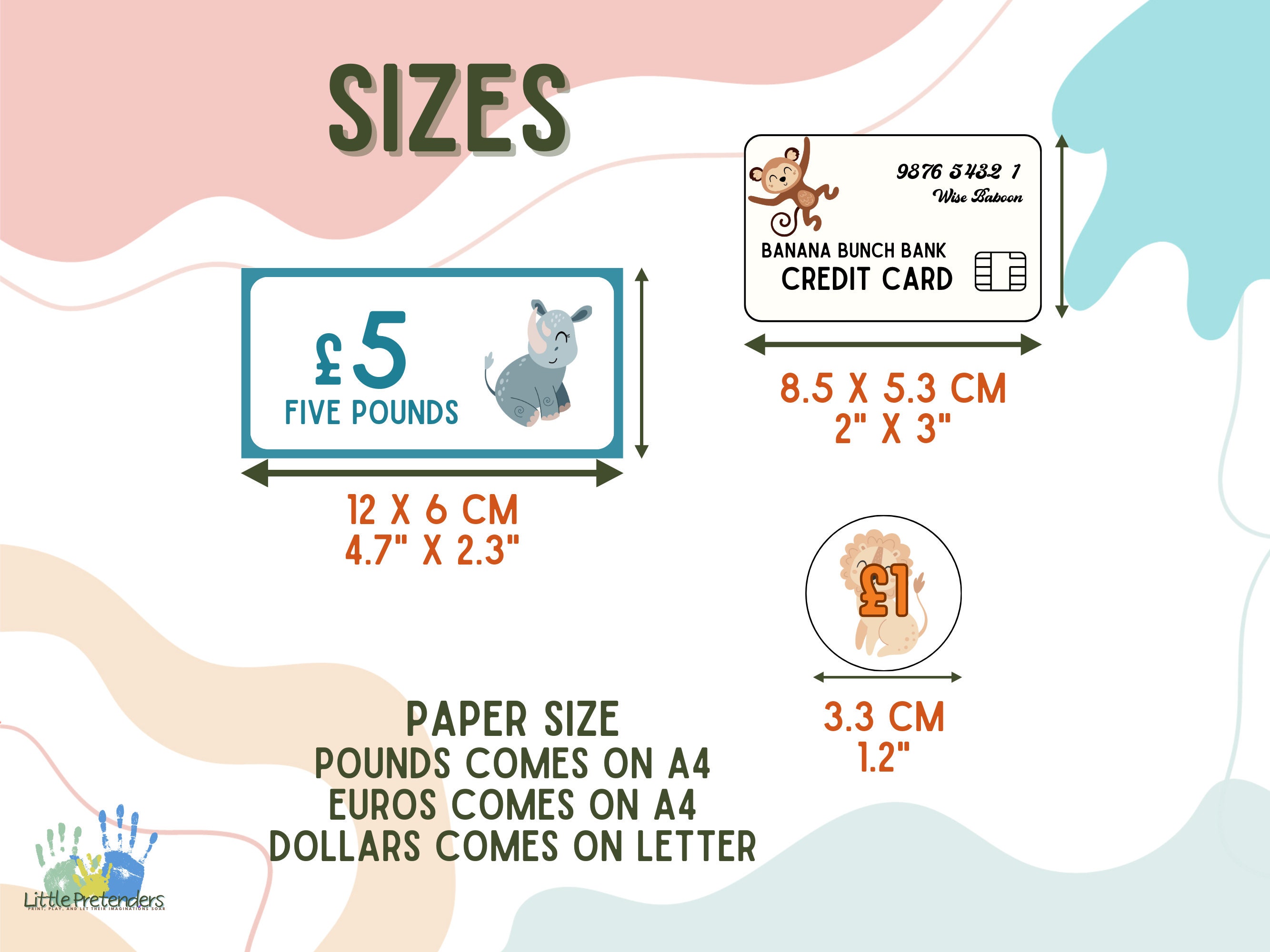 Printable Play Money Animal Currency - Dollars, Pounds, Euros ...