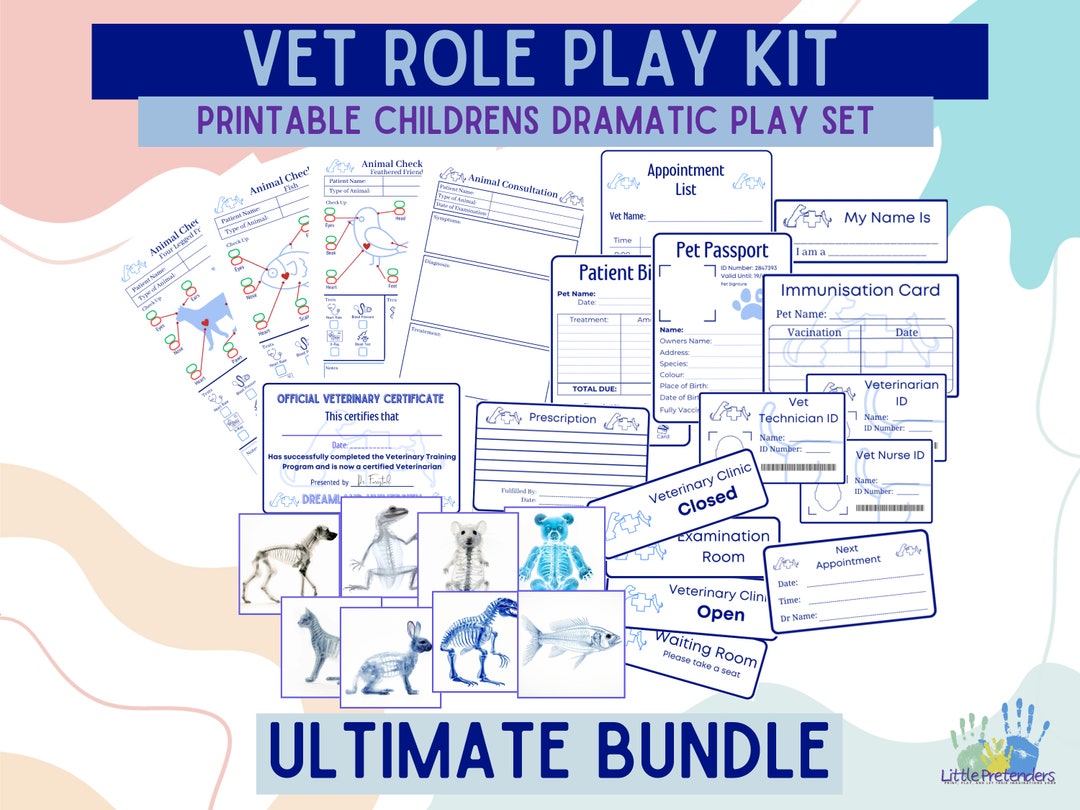 Vet Dramatic Play Printable, Kids Animal Hospital Role Play, Preschool ...