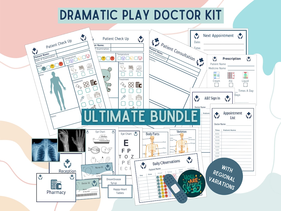 Hospital Dramatic Play Set - Role Play Printable, Kids Pretend Play ...