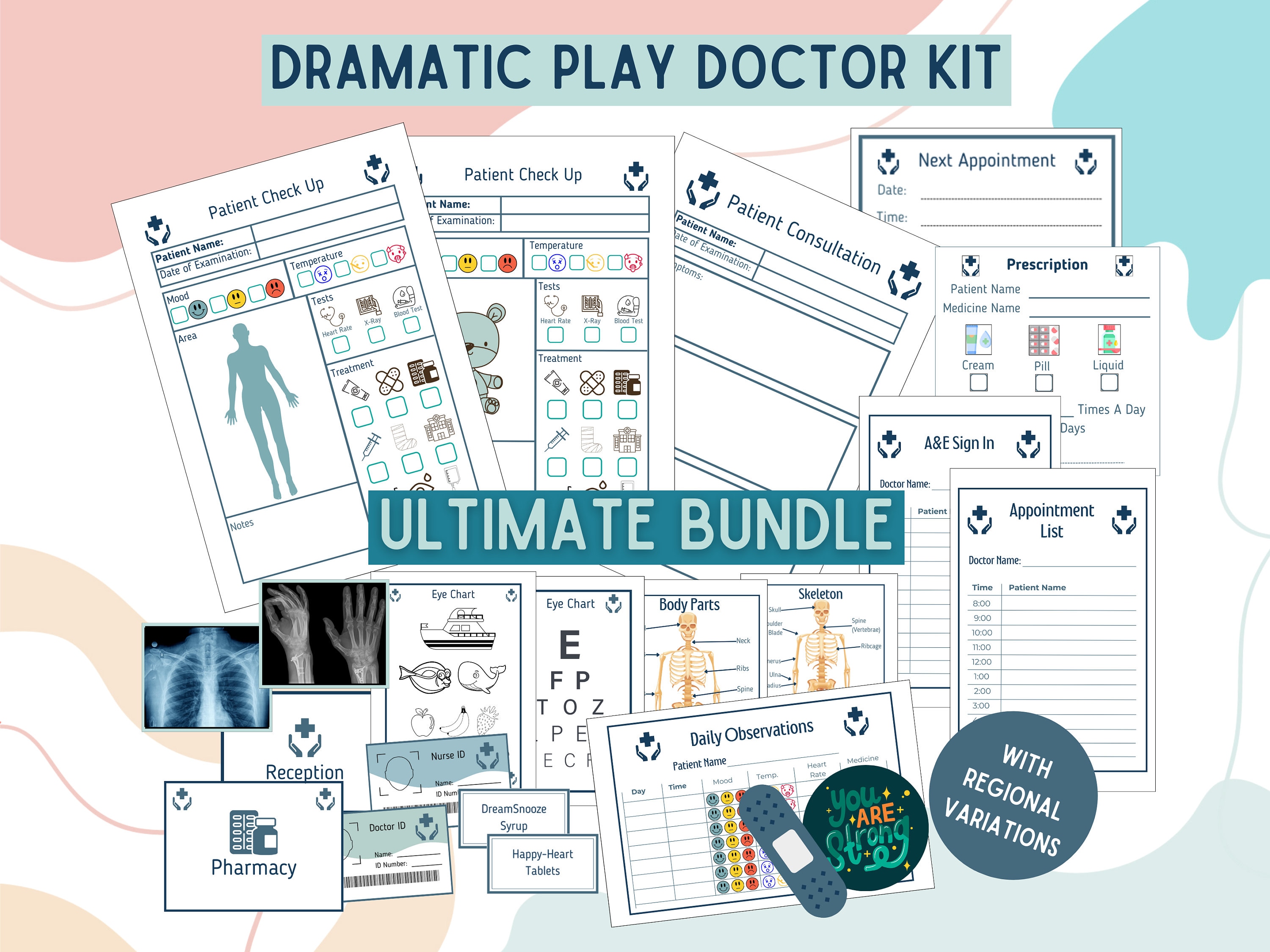 Hospital Dramatic Play Set - Role Play Printable, Kids Pretend Play ...