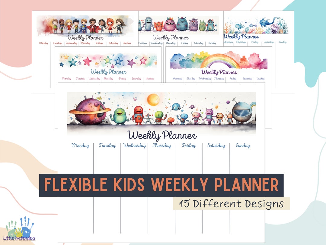 Printable Weekly Planner for Kids Flexible - Childrens Weekly Routine ...