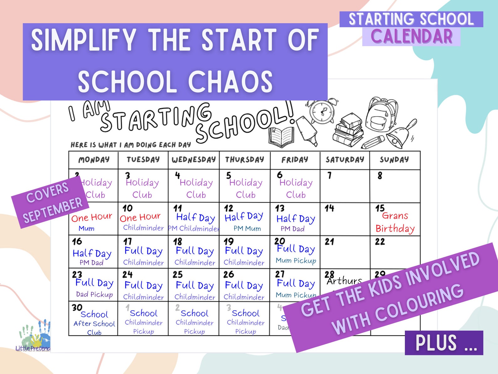 Printable Starting School Calendar - Perfect for First Day of School ...