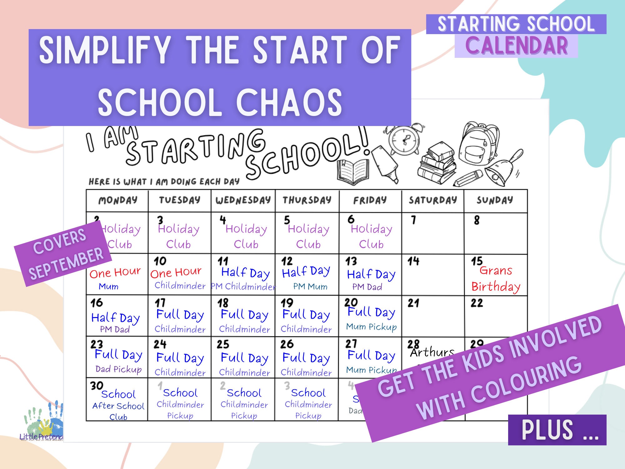 Printable Starting School Calendar - Perfect for First Day of School ...