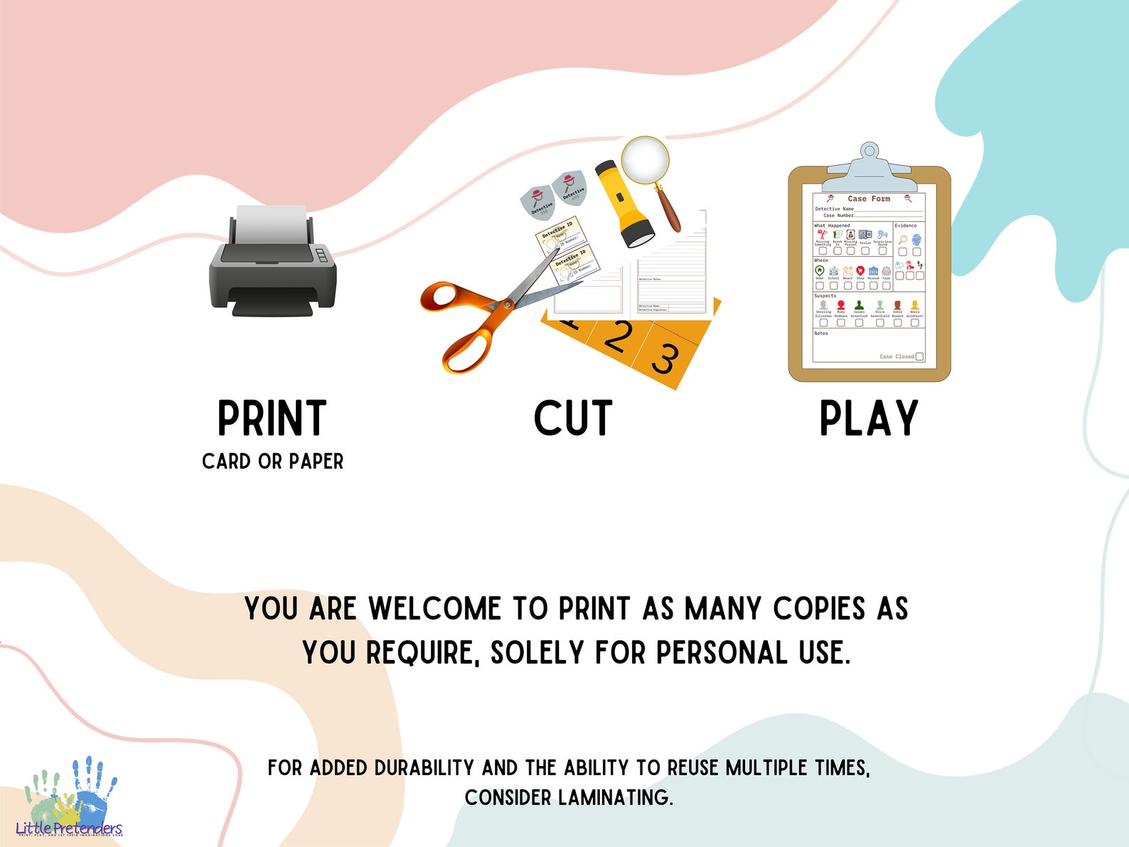 Detective Dramatic Play Set - Digital Download - Pretend Play, Role ...