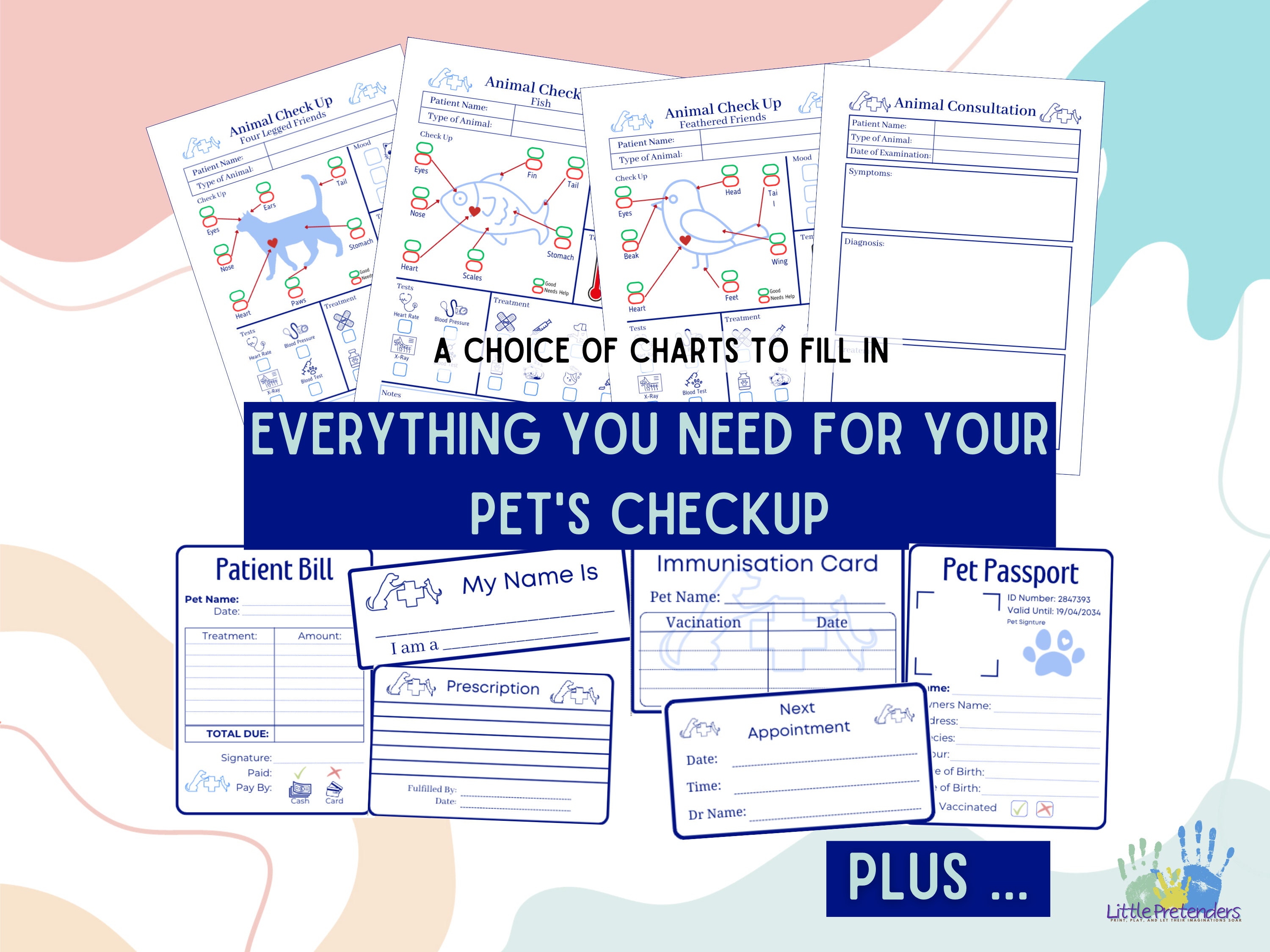 Vet Dramatic Play Printable, Kids Animal Hospital Role Play, Preschool ...