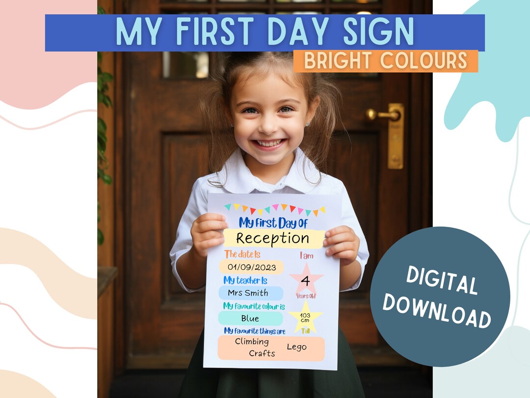 Printable My First Day Sign Poster Back to School First Day of School ...
