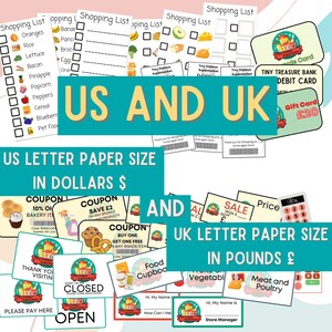 Kids Dramatic Play Grocery Supermarket Set - Printable Role Playing ...