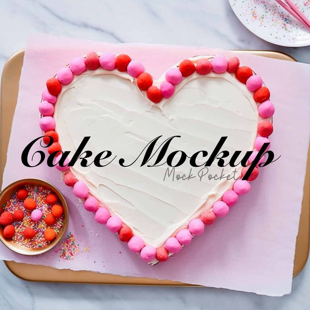 Mock up Cake, Valentines Mockup, Heart Cake Mockup, Lay Flat Mockup ...