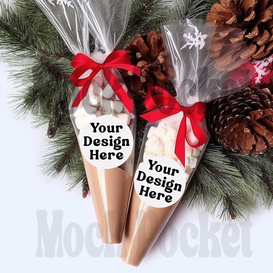 Round Tag Mockup White Sticker Label Mockup Hot Chocolate Mockup Favor ...