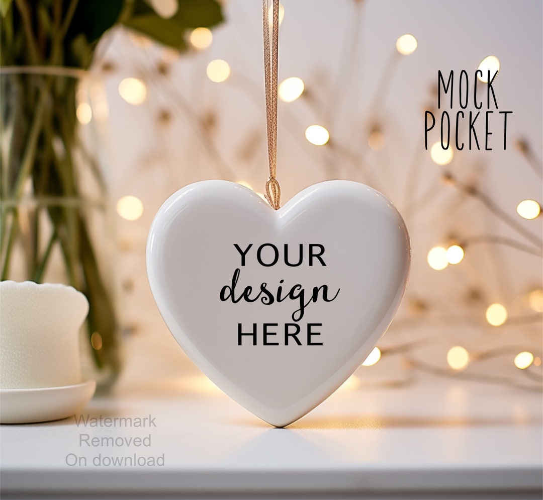 Dye Sublimation Ceramic White Heart Ornament Round Shaped Plain White ...