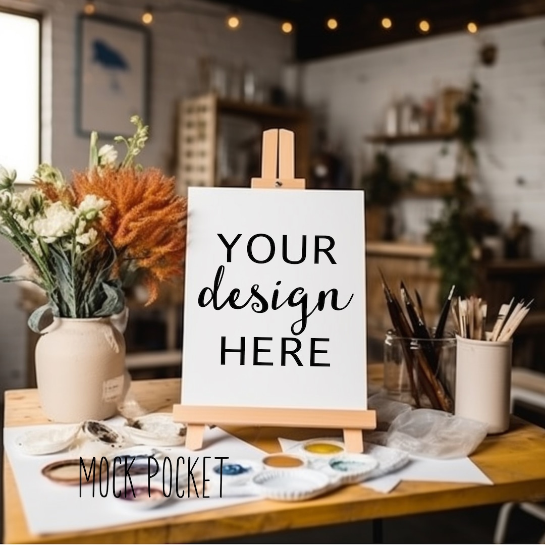 Canvas Easel Mockup, Artists Easel Painting Mockup, Framed Sign Mockup ...