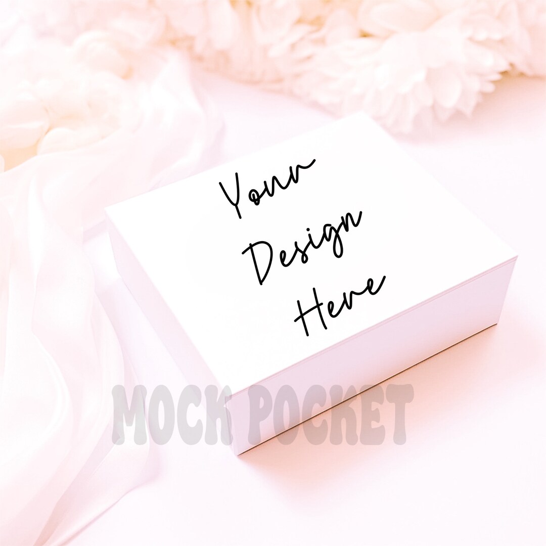 Christmas White Gift Box Mockup Magnetic Box Mock-up Hamper Box Mockup ...