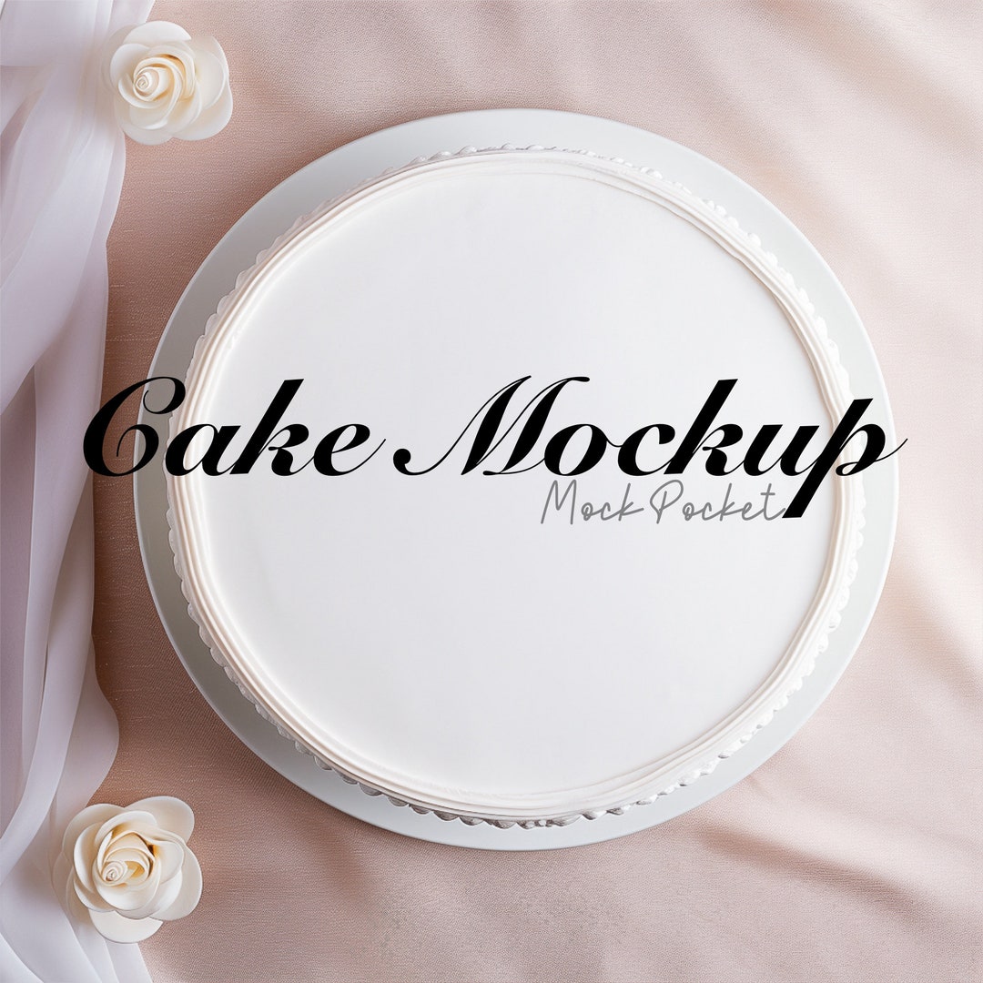 Cake Topper Mockup, White Round Plain Cake Mockup, Wedding Birthday ...