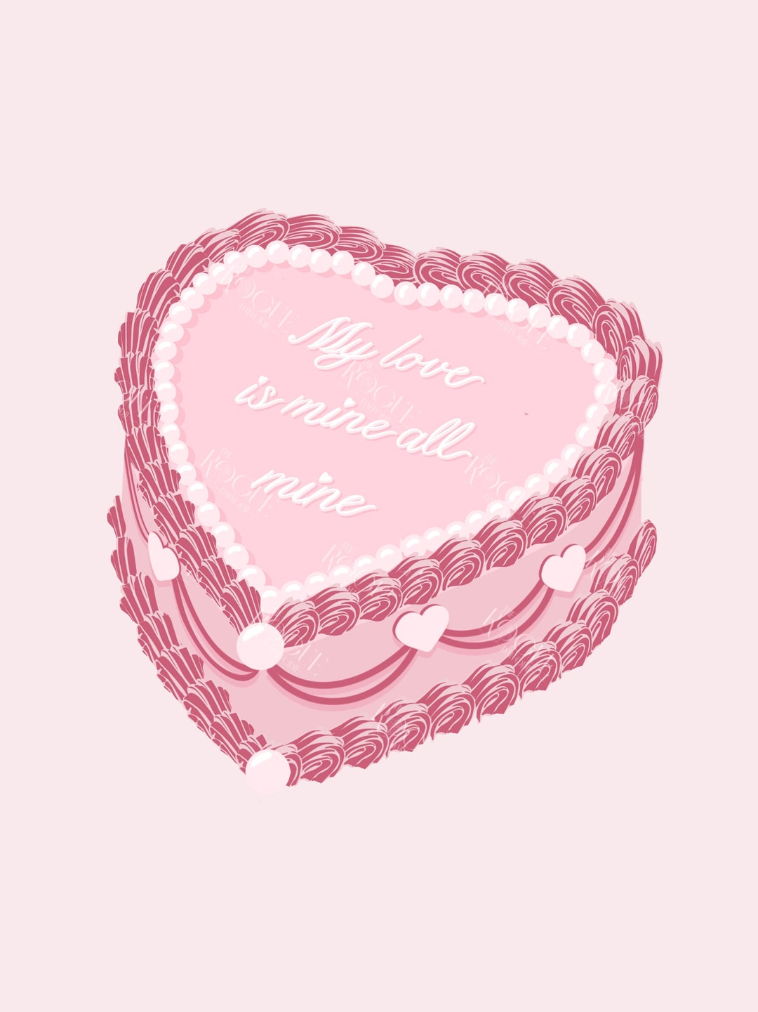 Vintage Heart Cake Poster, Coquette Pink Aesthetic, Mitski Inspired ...