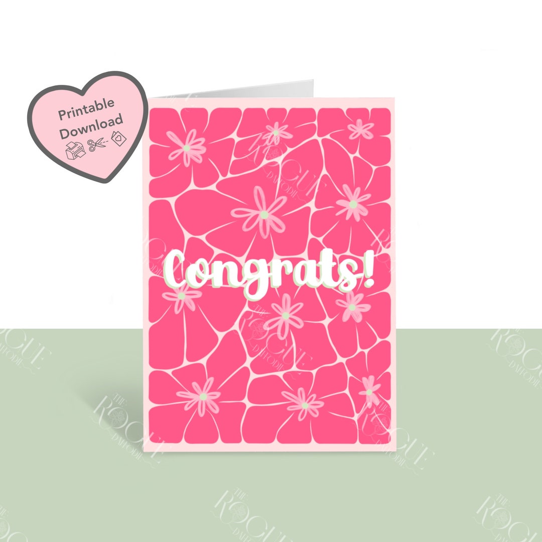 Congrats Instant Printable Card, Congrats, Birthday, Engagement ...