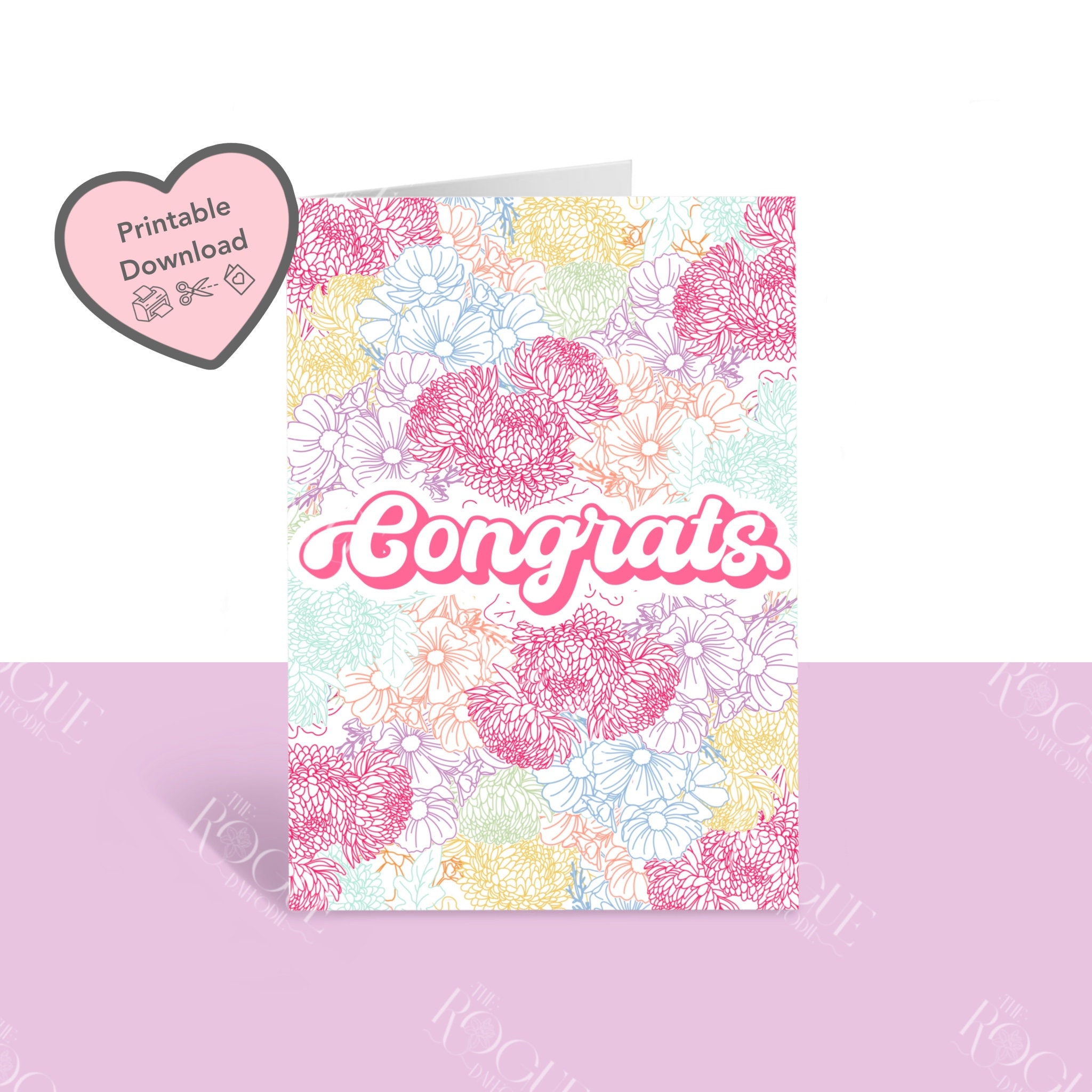 Congrats Instant Printable Card, Congrats, Birthday, Engagement ...