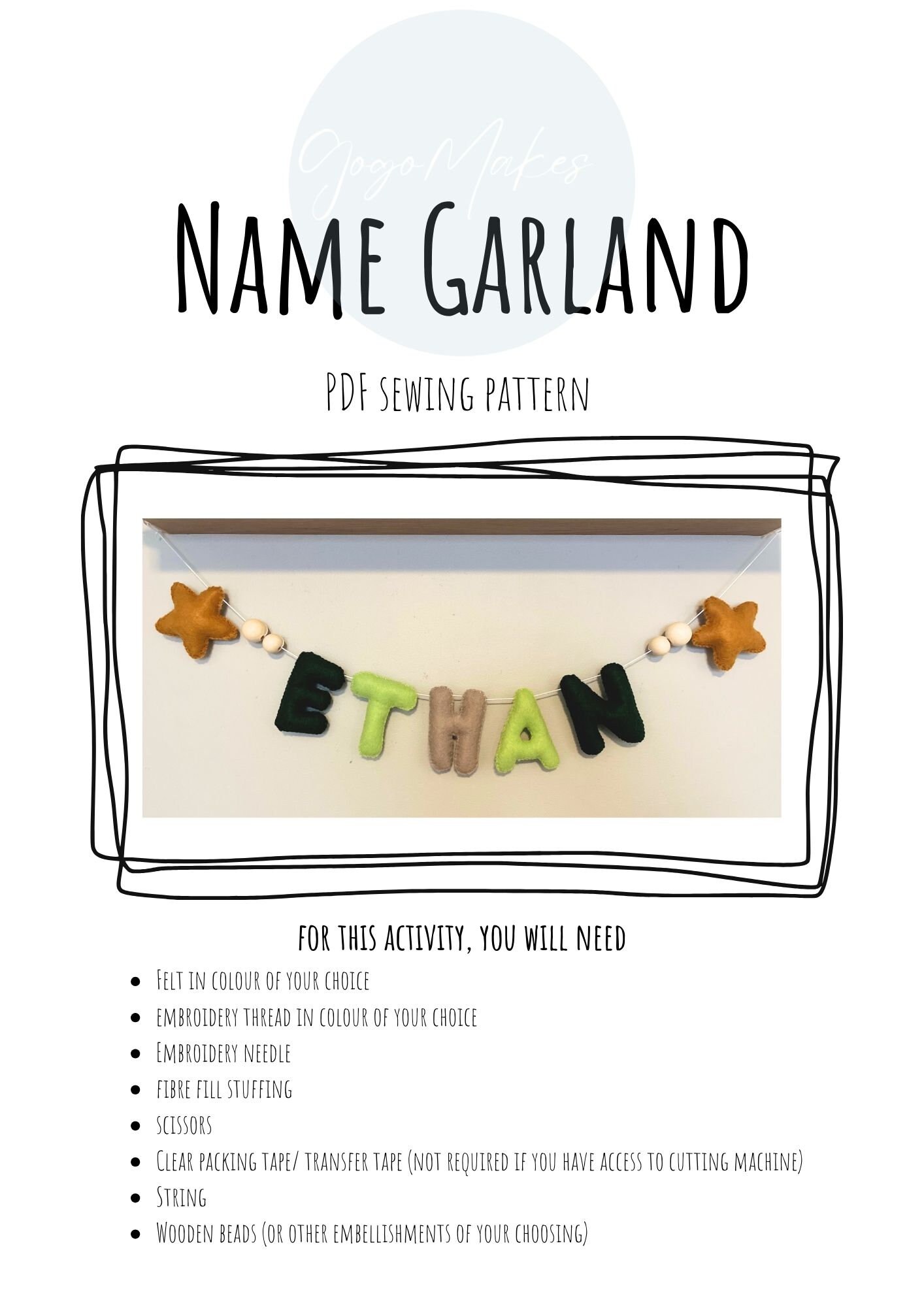 Felt Name Garland Sewing Pattern - Etsy