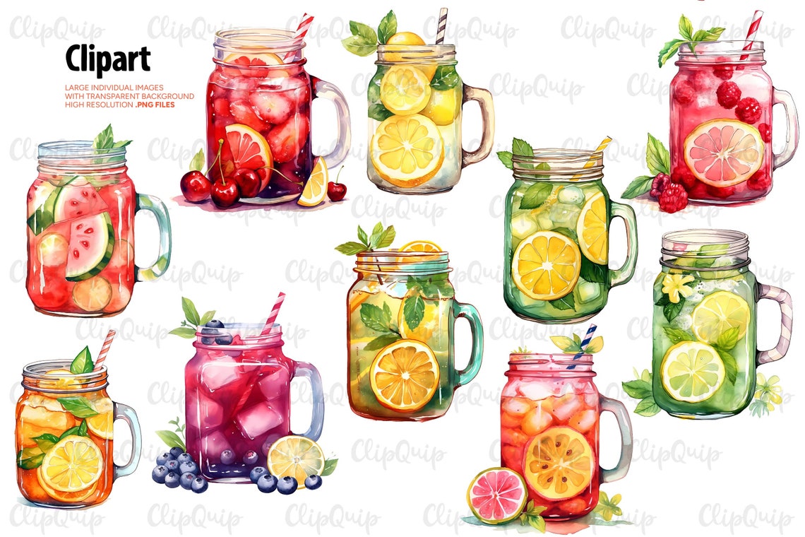Iced Tea Watercolor Clipart & Quotes, Individual PNG SVG Images ...