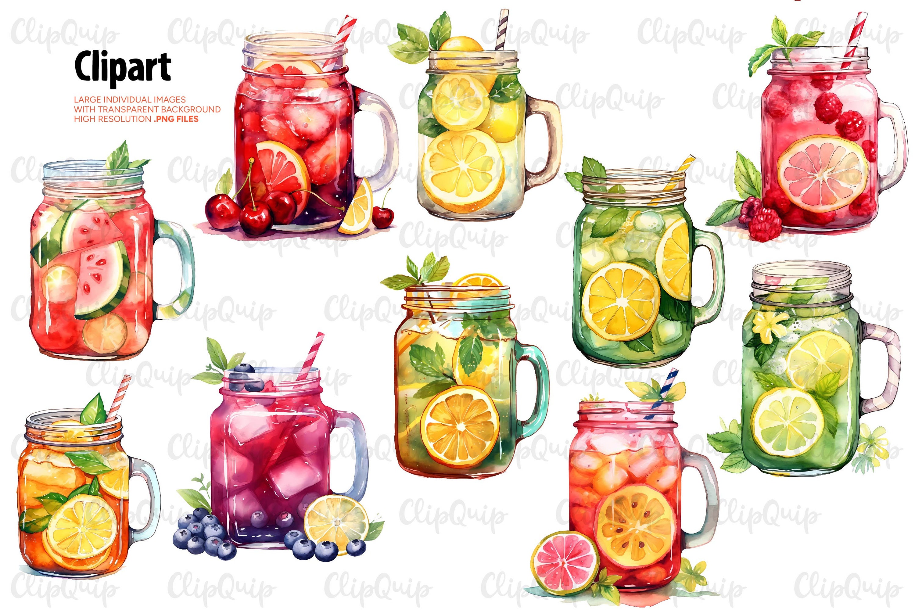 Iced Tea Watercolor Clipart & Quotes, Individual PNG SVG Images ...