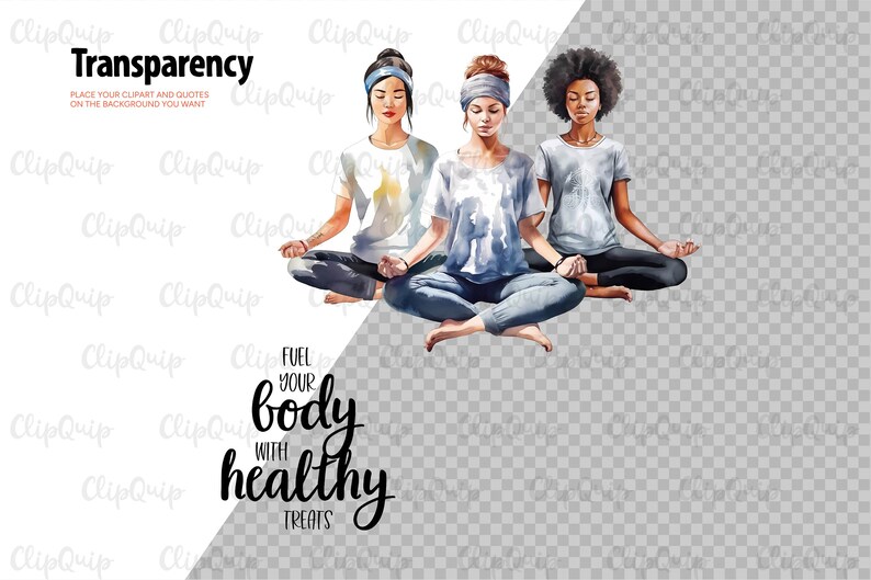 Wellness Watercolor Clipart & Quotes, Individual PNG SVG Images ...