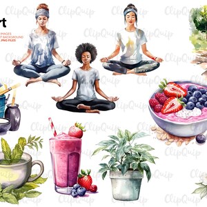 Wellness Watercolor Clipart & Quotes, Individual PNG SVG Images ...