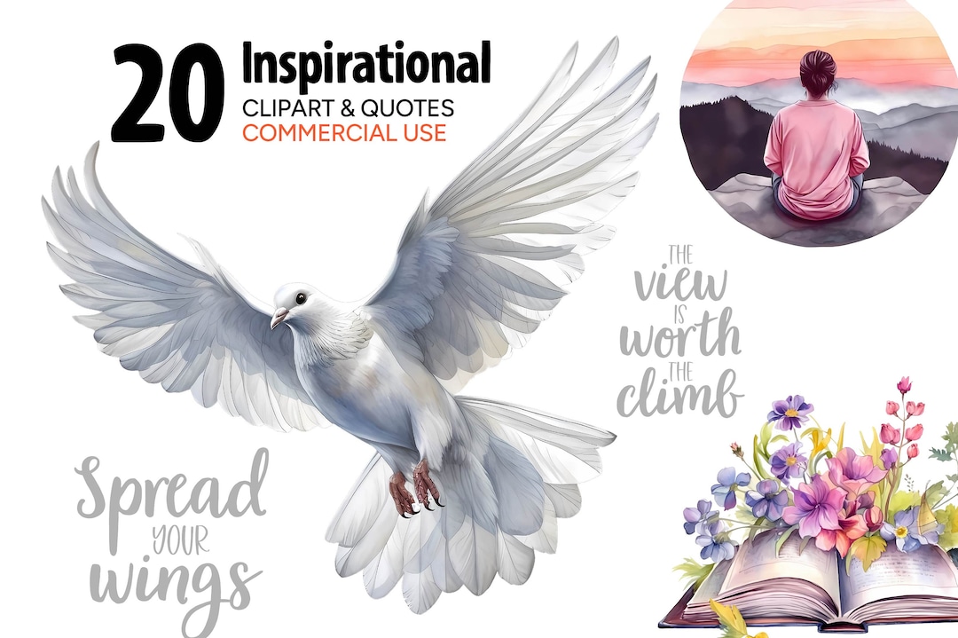 Inspirational Watercolor Clipart & Quotes, Individual PNG SVG Images ...