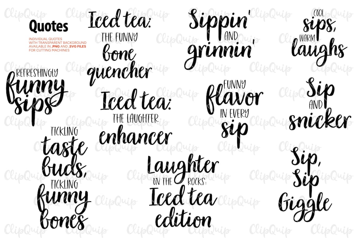 Iced Tea Watercolor Clipart & Quotes, Individual PNG SVG Images ...